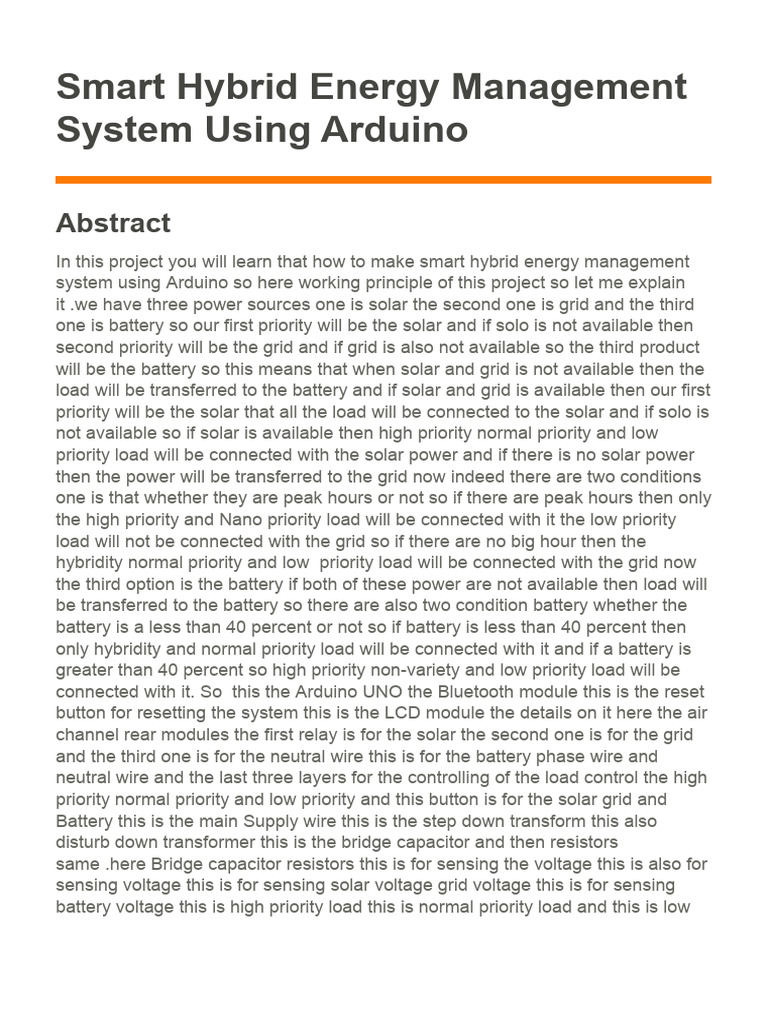 Smart Hybrid Energy Management System Using Arduino | PDF | Electrical Grid | Arduino
