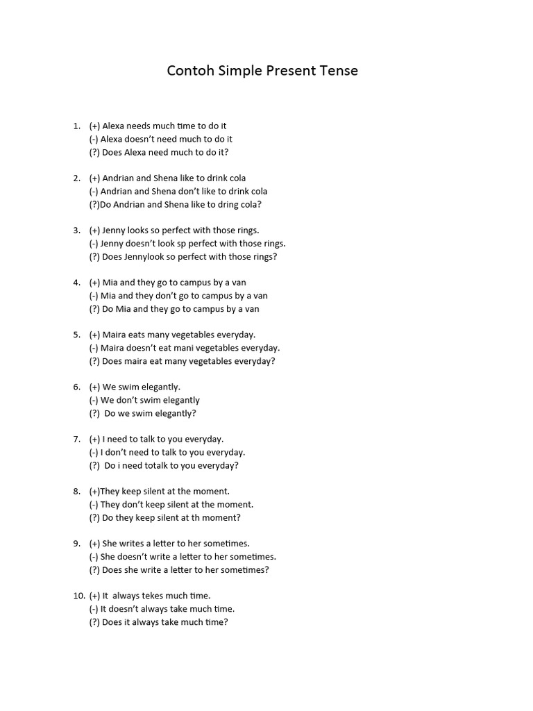 Contoh Simple Present Tense | PDF
