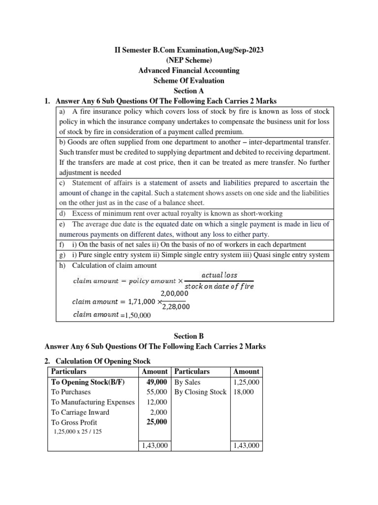 Advanced Financial Accounting Exam 2023 | PDF | Bookkeeping | Debits ...