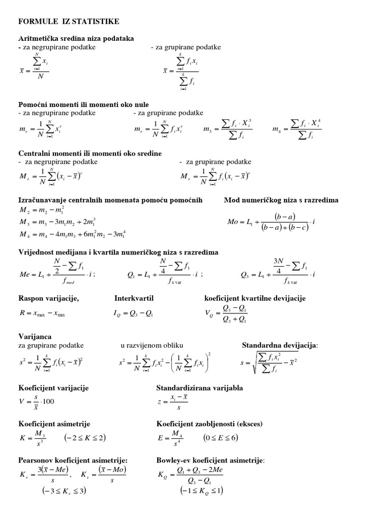 Formule I Tablice Iz Statistike - 230605 - 131518 | PDF