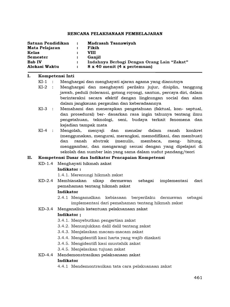 Bab 4 RPP KLS 8-1 Fikih | PDF | Karier & Perkembangan