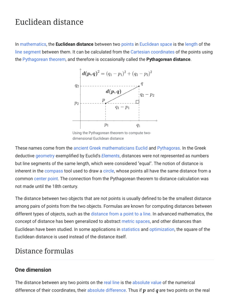 Euclidean Distance | PDF | Norm (Mathematics) | Euclid