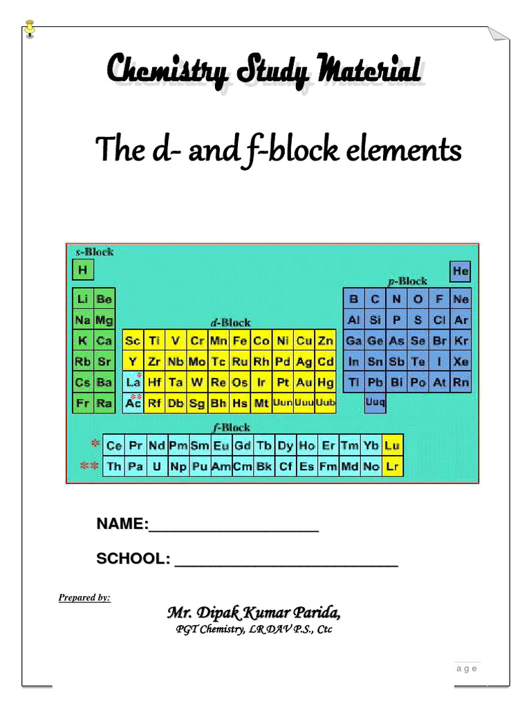 D- and F-Block Elements Overview | PDF | Transition Metals | Lanthanide