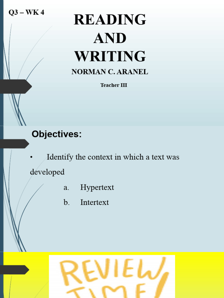 Q3 Week4 Reading and Writing Hypertext Intertext Feb28,2022 | PDF ...