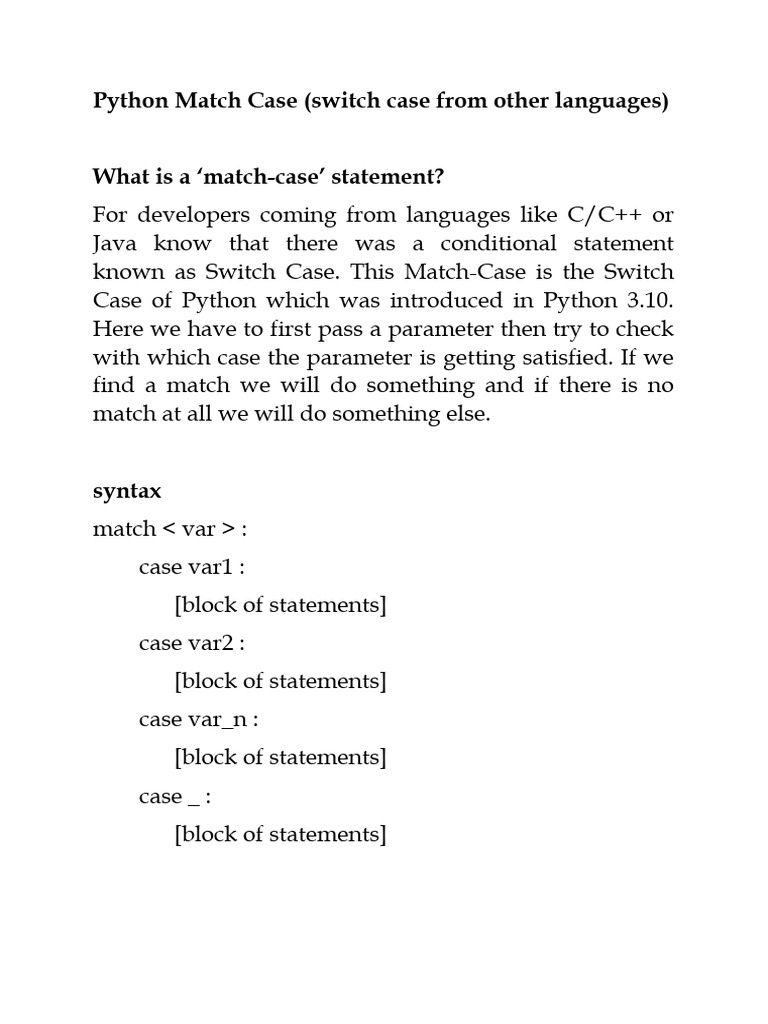 Python Match Case | PDF