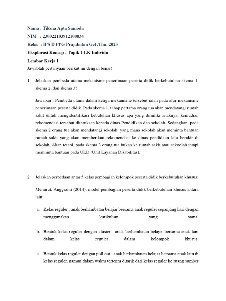 Eksplorasi Konsep - Topik 1 LK Individu | PDF