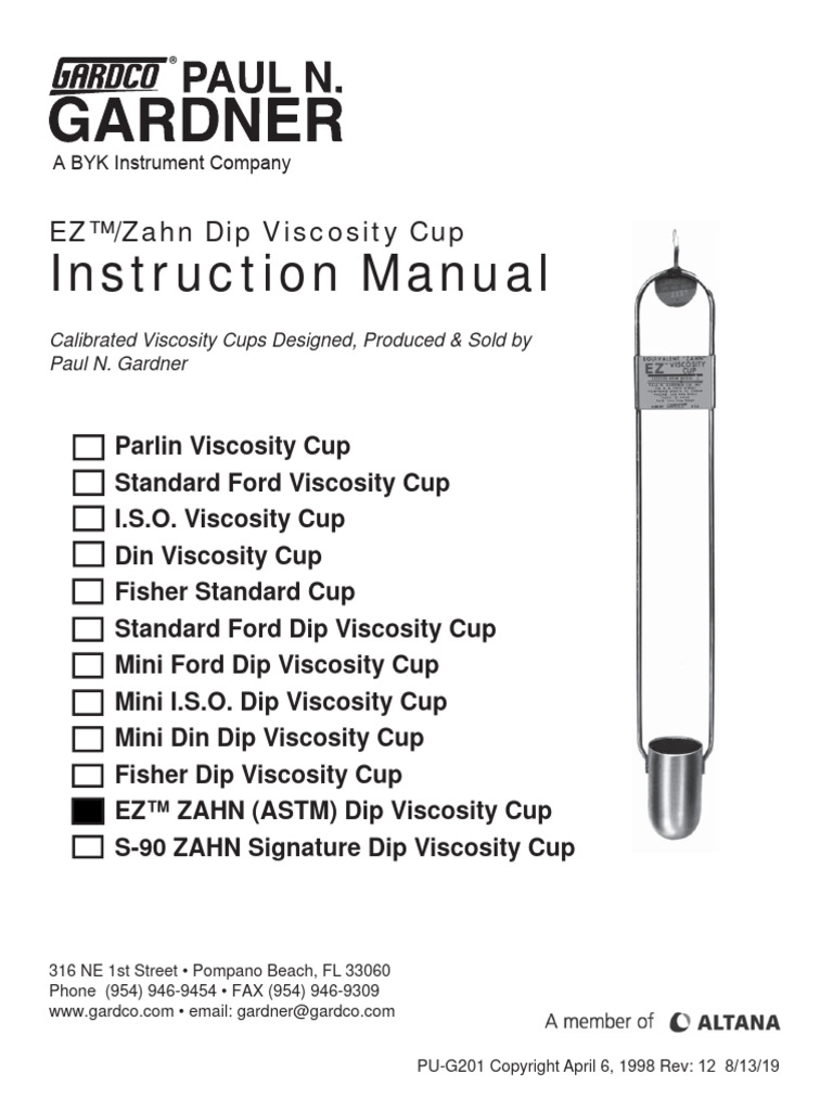 EZ™ Zahn Viscosity Cup Calibration Guide | PDF | Viscosity | Calibration