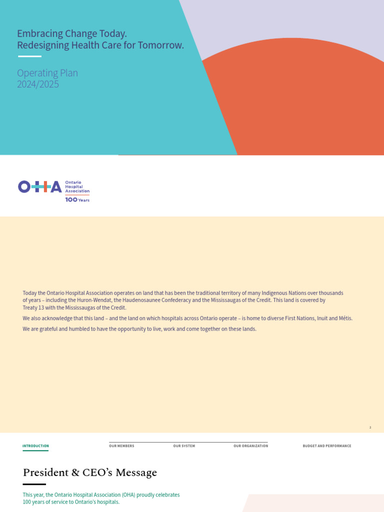7234 OHA OperatingPlan2024 AODA-FA | PDF | Health System | Governance