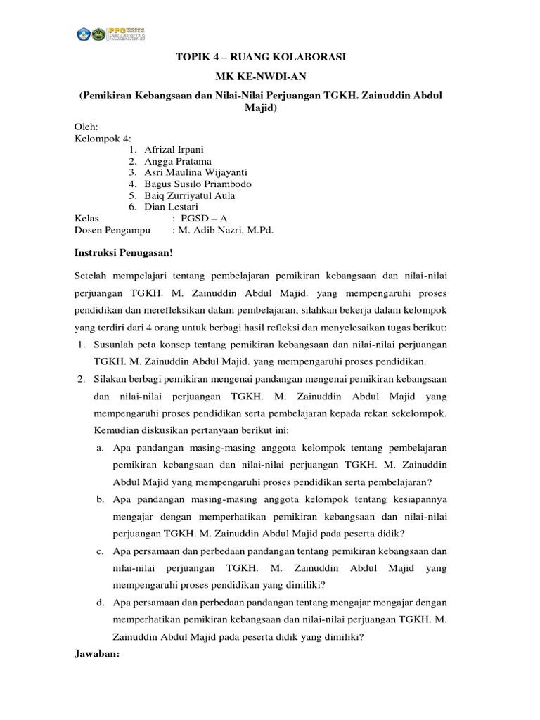 Topik 4 - Ke-Nwdi-An - Ruang Kolaborasi Kelompok 4 | PDF
