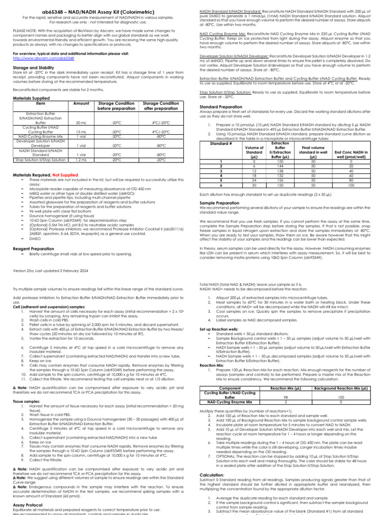 NAD-NADH-Assay-protocol-book-v25a-ab65348 (Website) | PDF ...