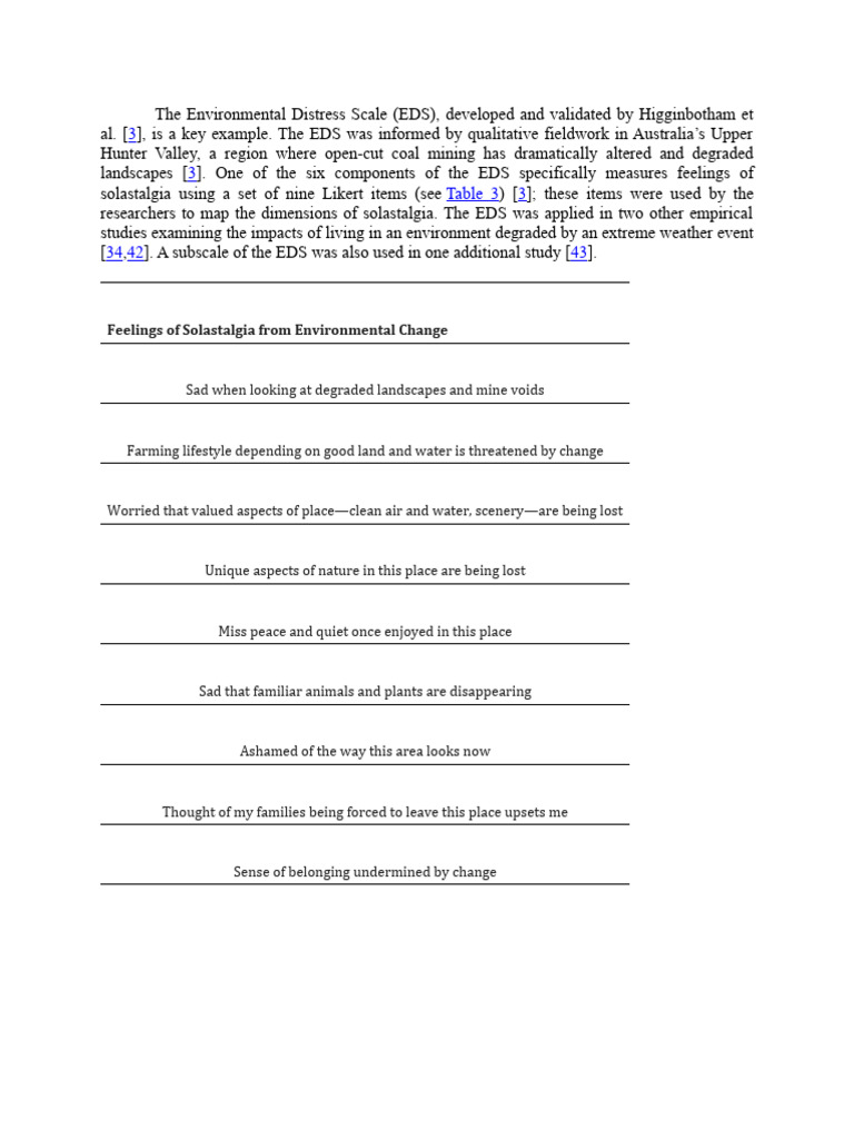 Solastalgia and Environmental Distress Scale | PDF | Natural ...
