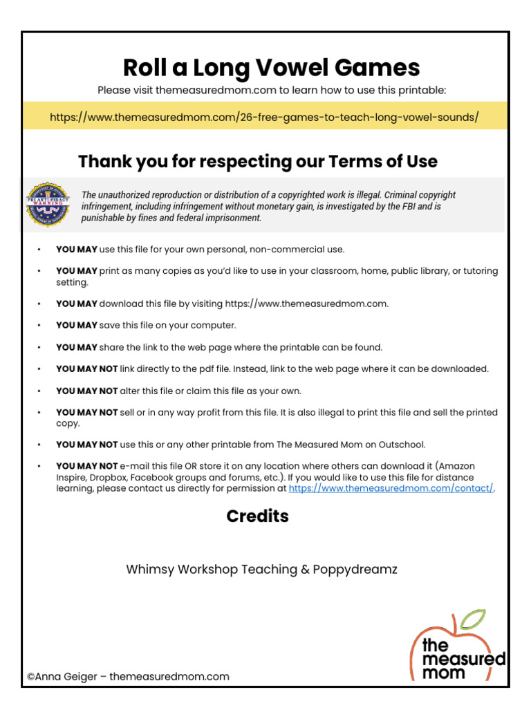 Long Vowel Board Dice Games | PDF | Copyright Infringement | Monopoly ...
