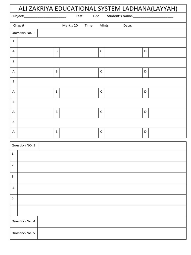 20 Marks Formate | PDF