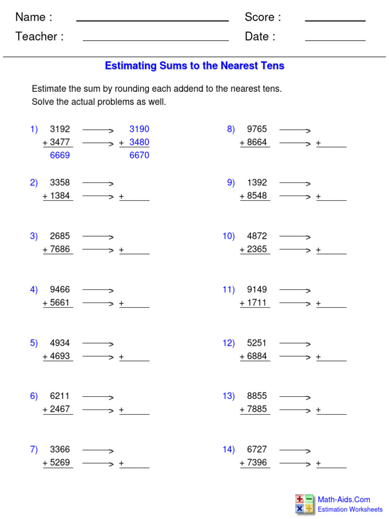 Estimation Sum Difference 4 | PDF | Mathematics