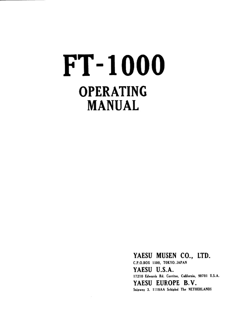 Ft1000 Manual | PDF