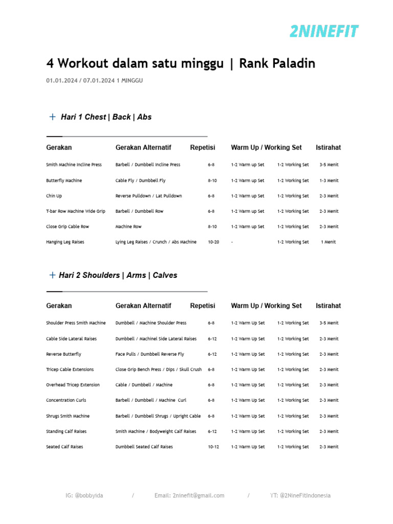 Workout Program Rank Paladin | PDF | Physical Fitness | Strength Training