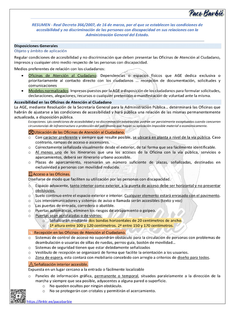 Resumen Real Decreto 366-2007 - Accesibilidad y No Discriminación Personas Con Discapacidad en ...