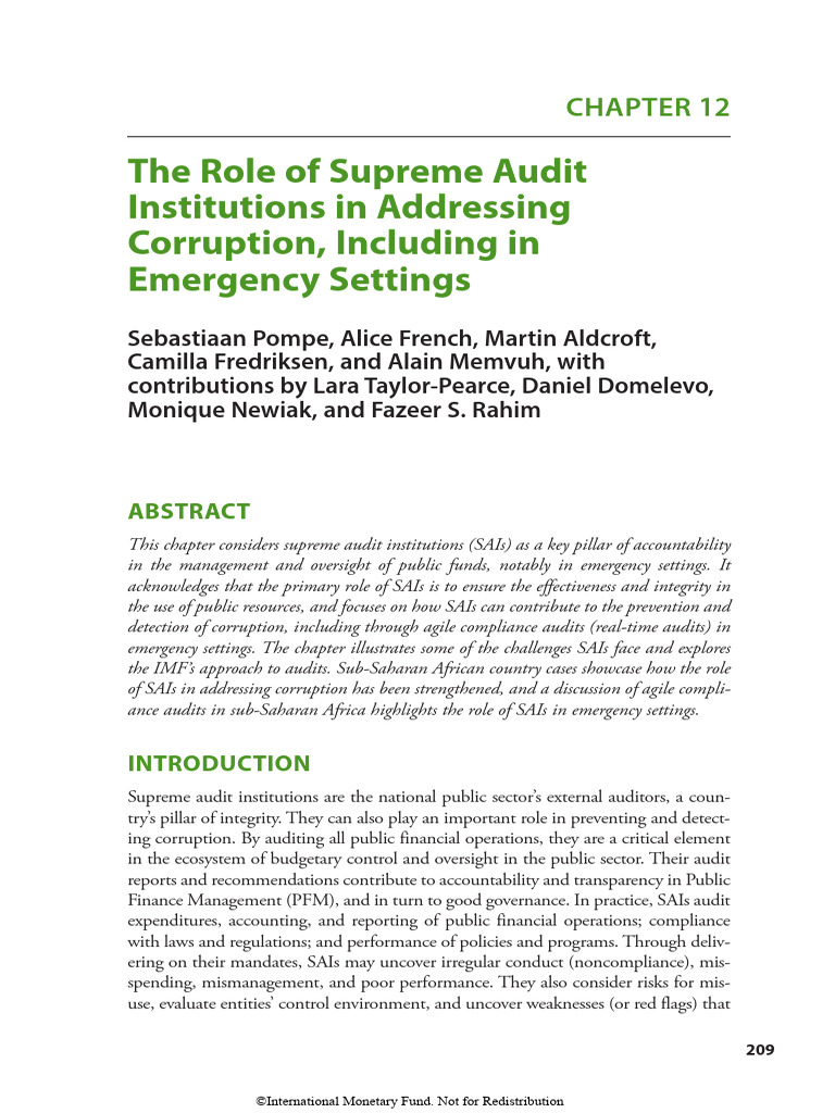 SAIs and Corruption in Emergencies | PDF | Audit | Corruption