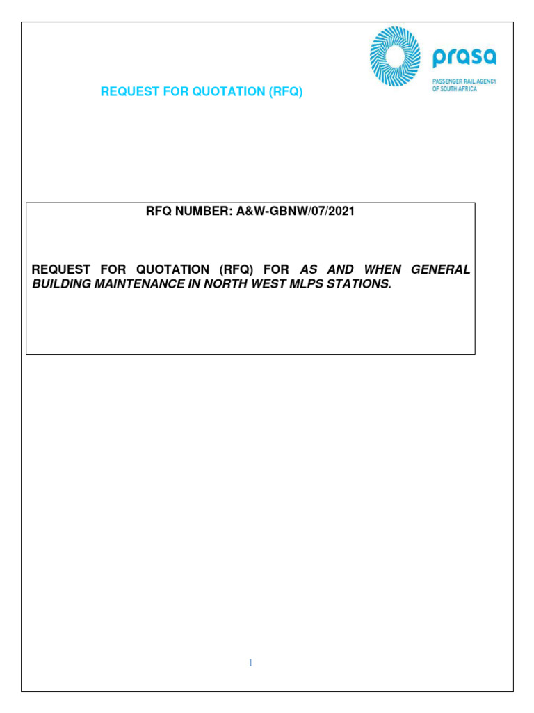 RFQ - As and When General Building Maintenance in North West MLPS ...