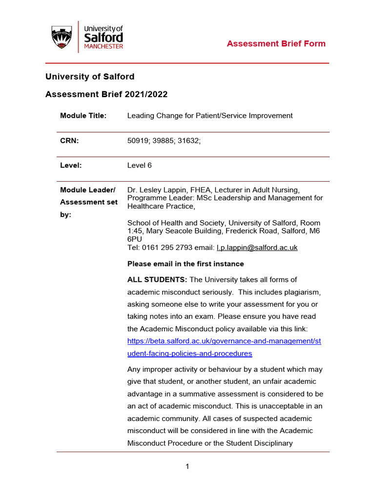 16387461840Assessment-Brief-Leading Change L6202122 | PDF | Academic ...