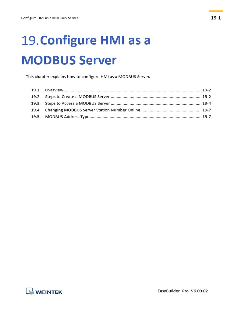 Chapter 19 Configure HMI As MODBUS Server | PDF | Port (Computer Networking) | Network Protocols