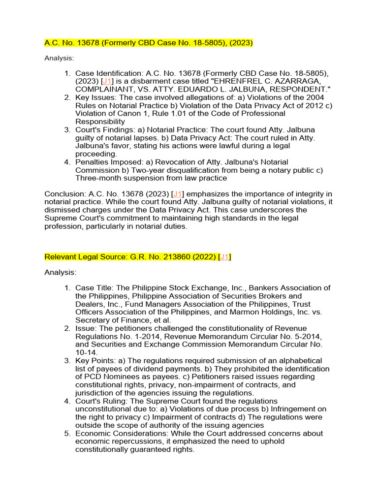 Data Privacy Cases Digest | PDF | Supreme Court Of The United States ...