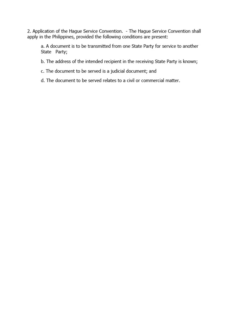 Hague Service Convention in the Philippines | PDF
