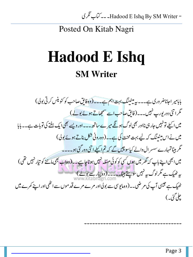 Hadood E Ishq: SM Writer | PDF