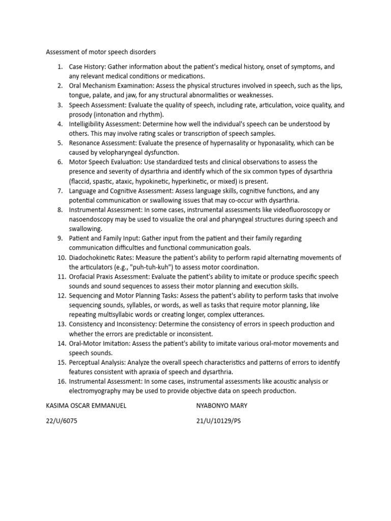 Motor Speech Disorder Assessment Guide | PDF | Speech | Human Voice