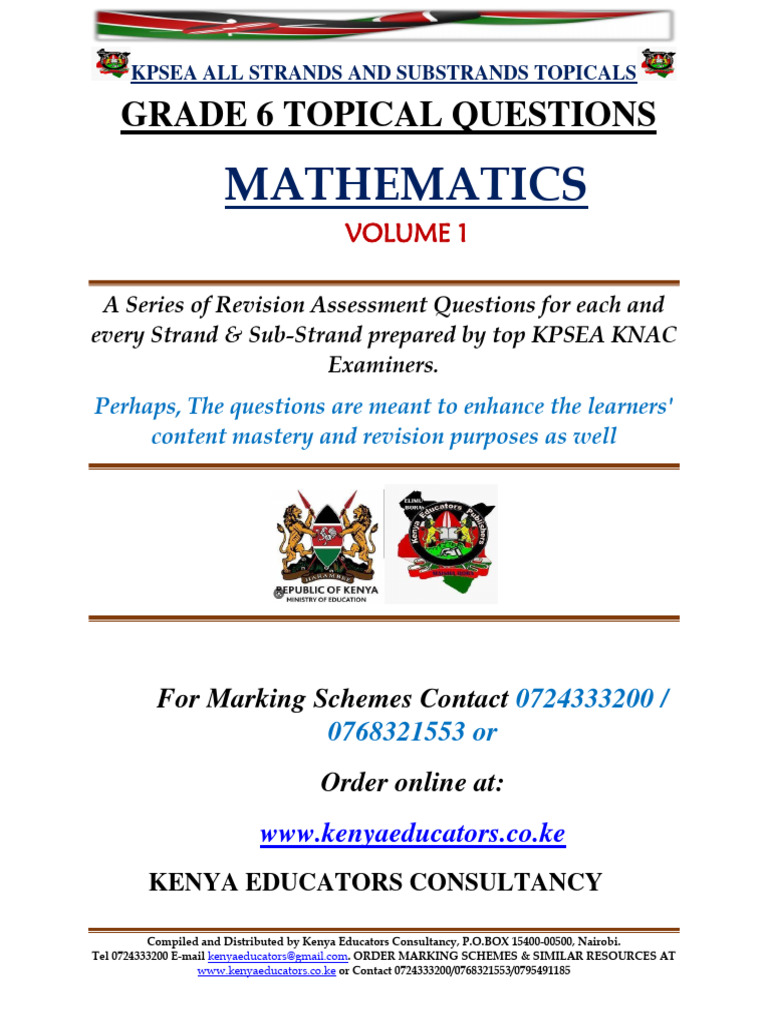 Mat Grade 6 Kpsea Topical Qns v1 | PDF | Area | Decimal