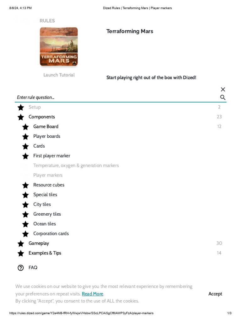 Dized Rules - Terraforming Mars - Player Markers | PDF