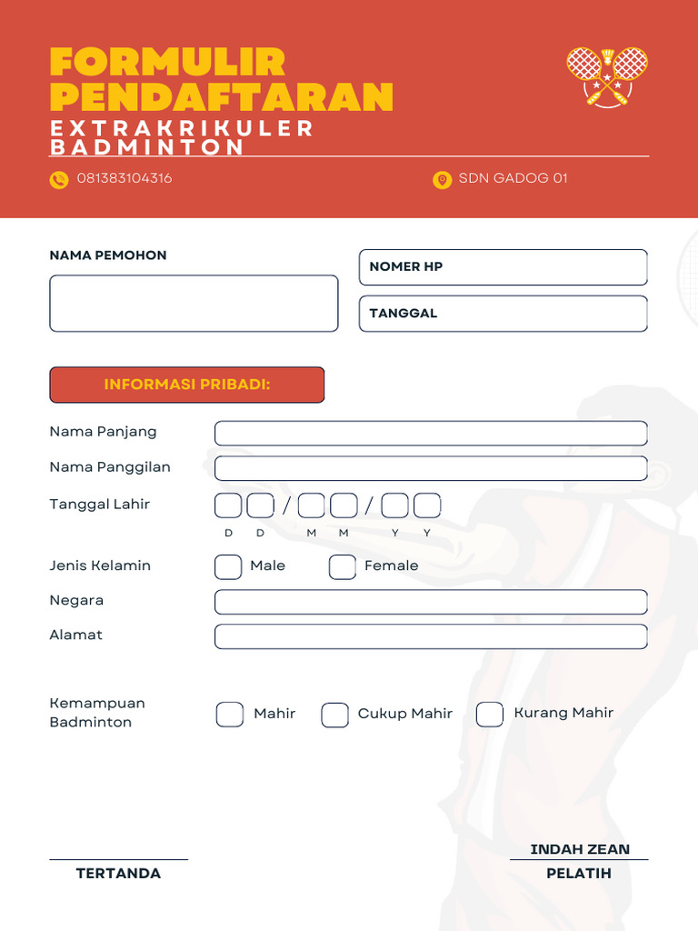 Merah Putih Kreatif Sederhana Formulir Pendaftaran Dokumen A4 | PDF