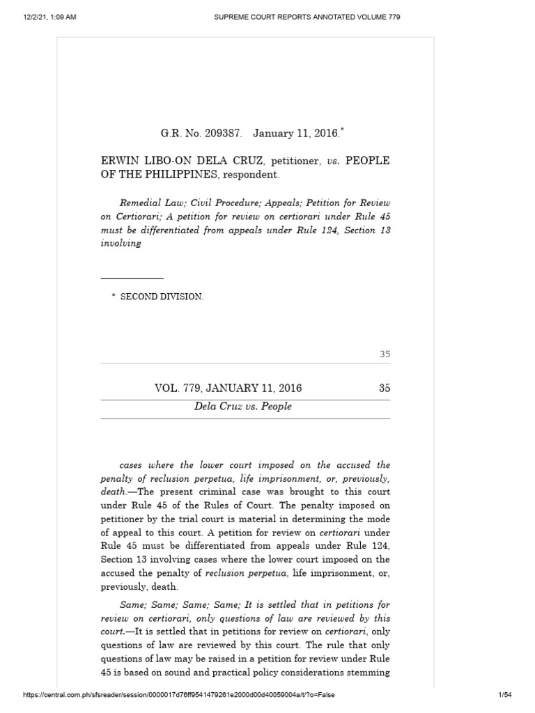 DELA CRUZ vs. PEOPLE | PDF | Search And Seizure | Search Warrant