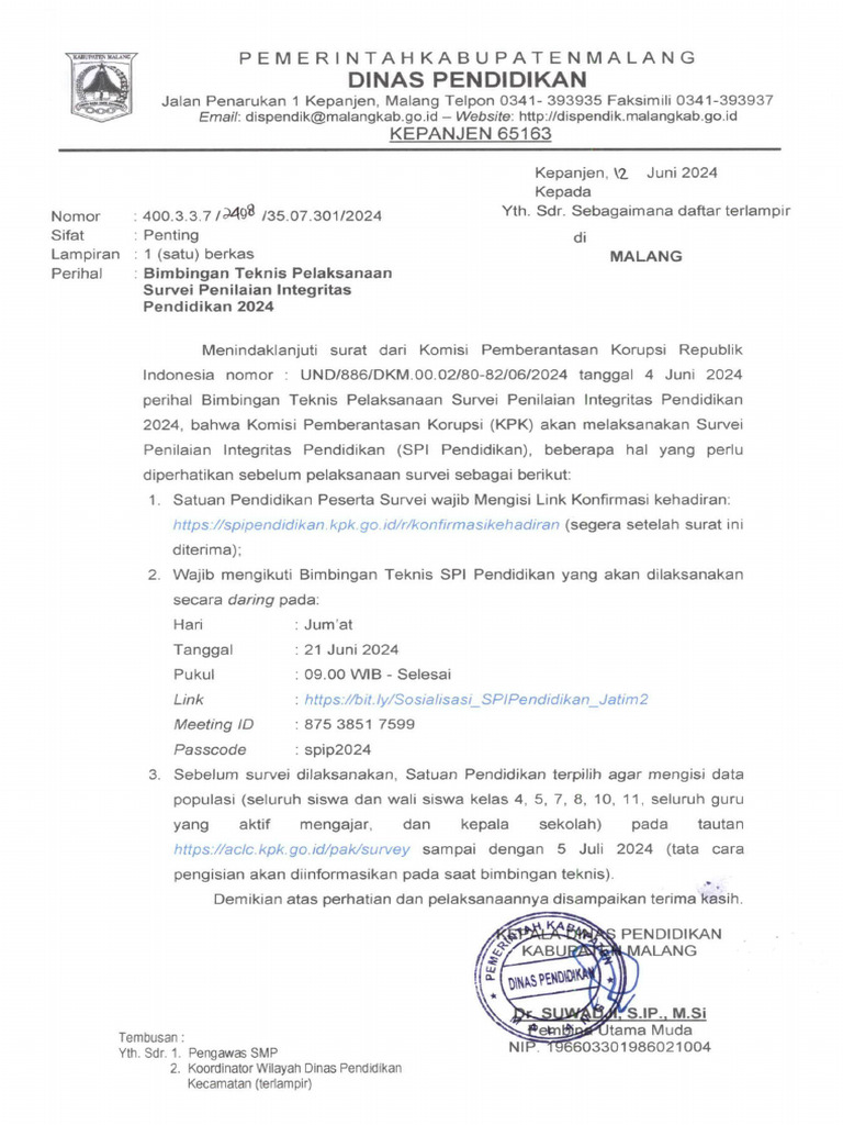 Bimtek Pelaksanaan Survei Penilaian Integritas Pendidikan 2024 | PDF Bimtek Pelaksanaan Survei Penilaian Integritas Pendidikan 2024 | PDF