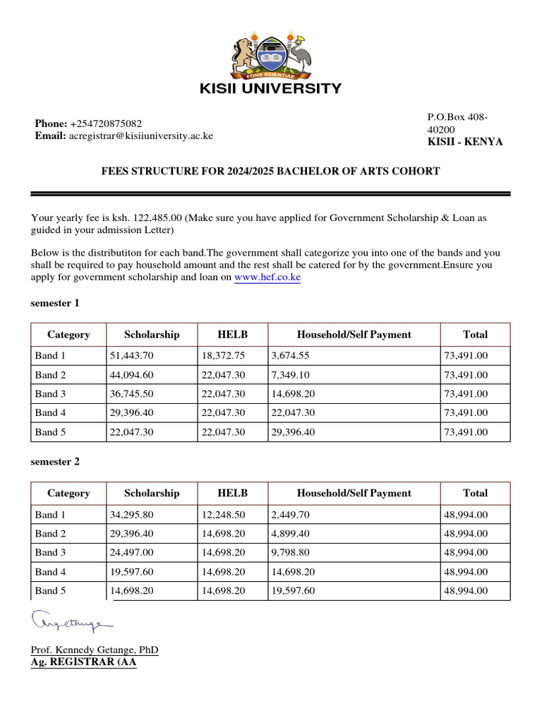 Fees Structure For BACHELOR OF ARTS Cohort 2024_2025 | PDF