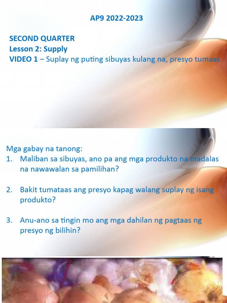 Ap9 q2 Lesson 2 Supply | PDF