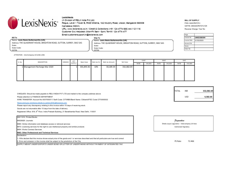 India Invoices | PDF | Lexis Nexis | Invoice