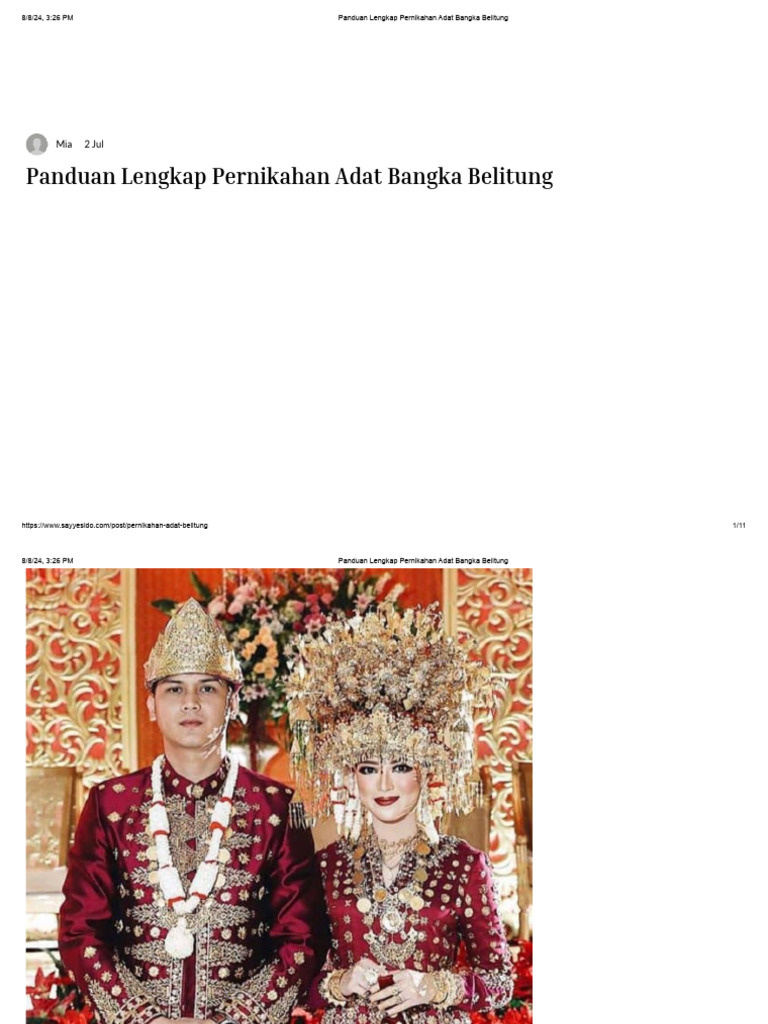 Panduan Lengkap Pernikahan Adat Bangka Belitung | PDF