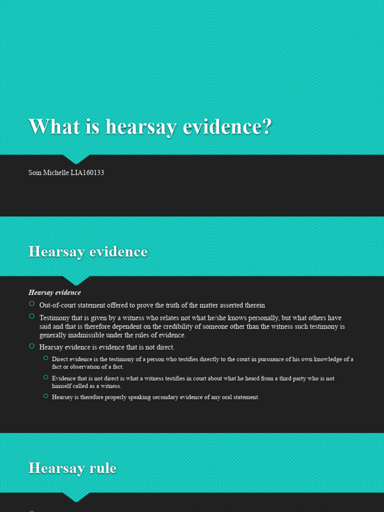 1-3 - What Is Hearsay Evidence - Michelle | PDF | Hearsay | Hearsay In ...