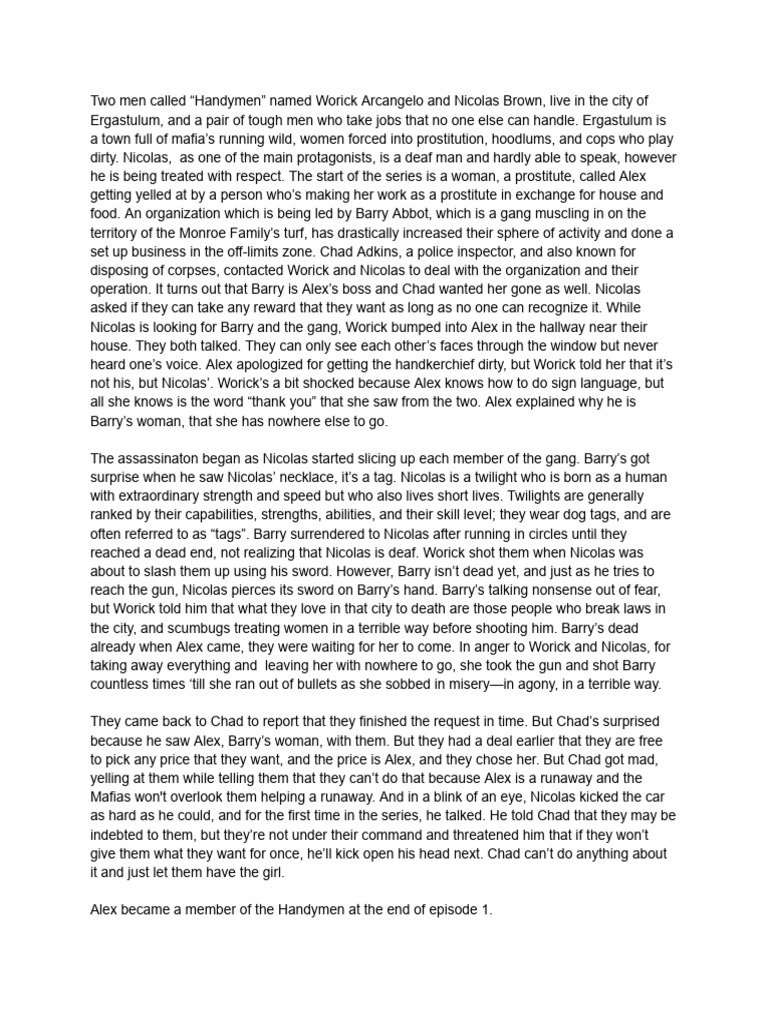 Gangsta Episode 1: The Handymen's Deal | PDF