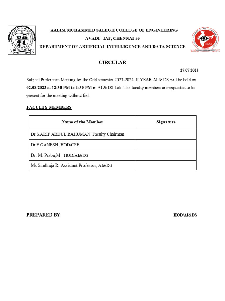 Subject Pref - Circular | PDF | Technology & Engineering