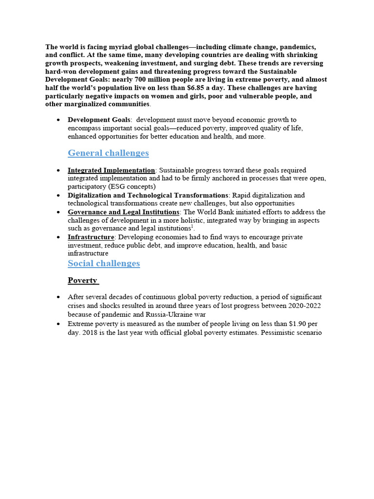 World Bank Challenges | PDF | Climate Change | Poverty