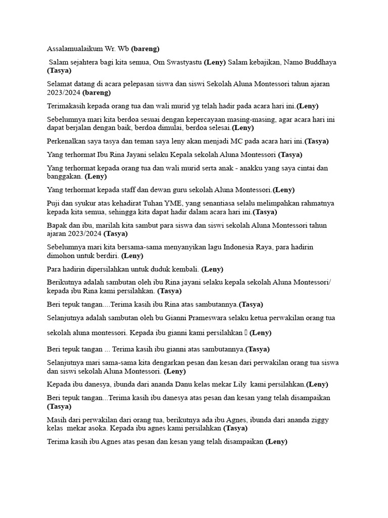 Teks MC Wisuda 2024 | PDF