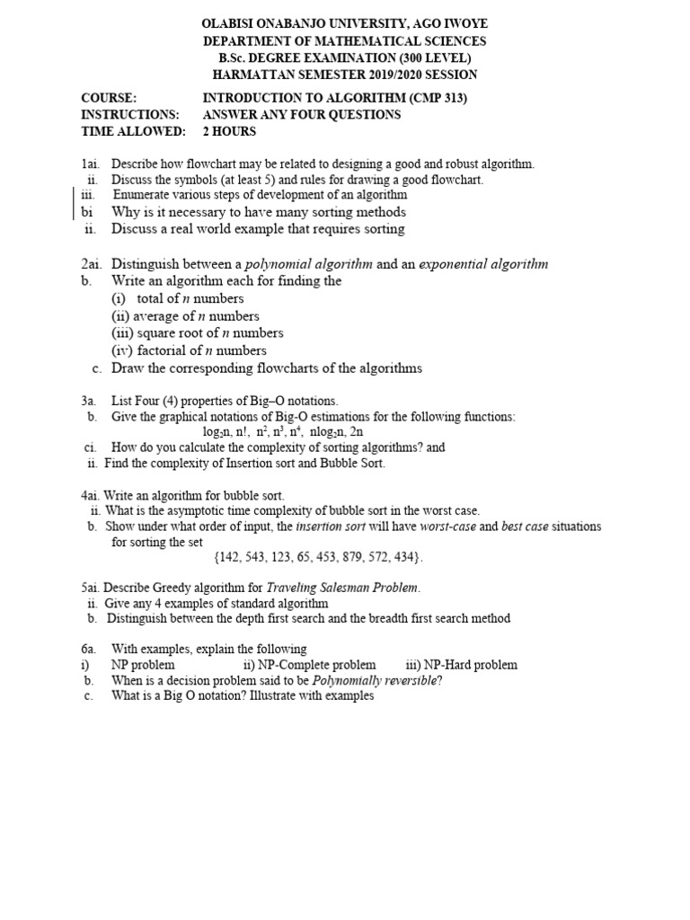 Introduction to Algorithms Exam Guide | PDF | Teaching Methods ...