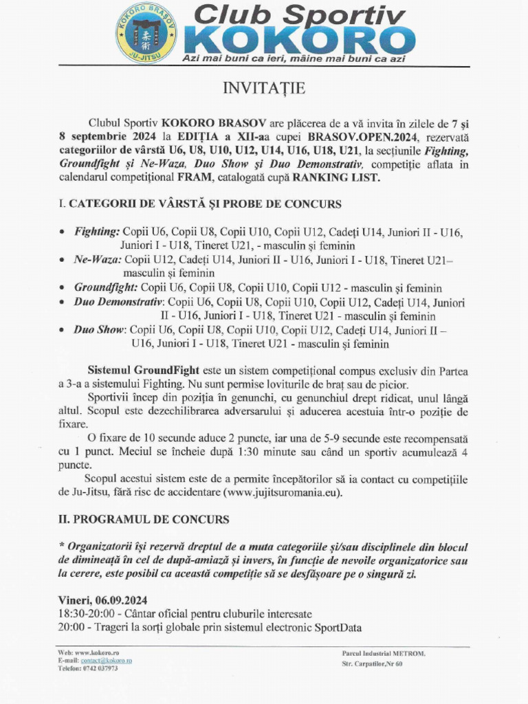 Invitatie Cupa KOKORO | PDF