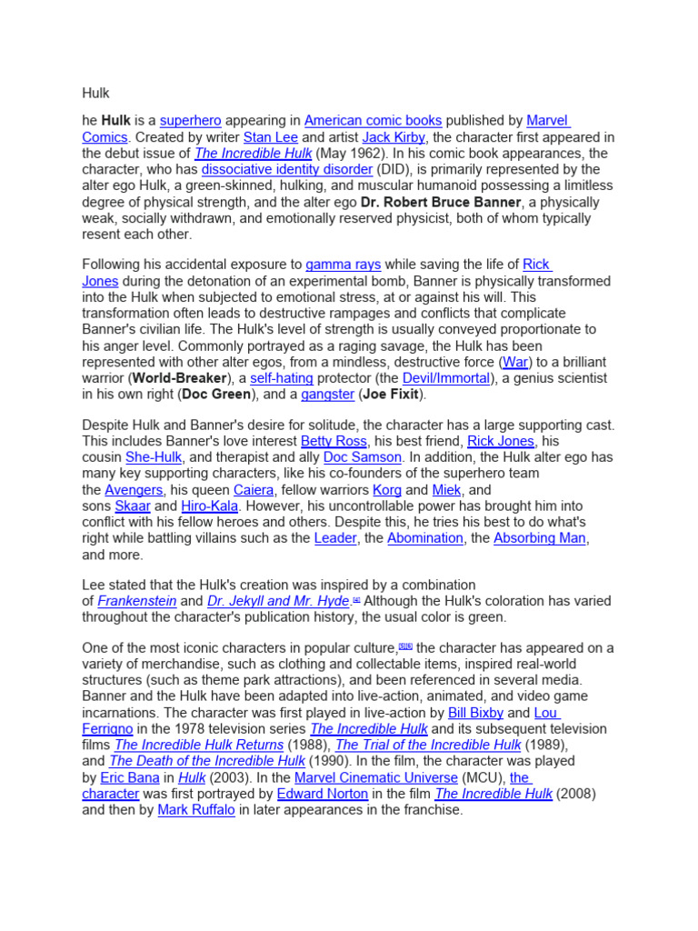 Hulk | PDF | Marvel Comics