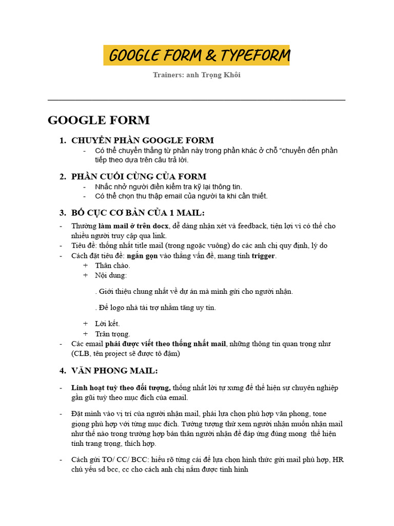 ( (HR) - GOOGLE FORM & TYPEFORM) (RECAP) - TÔ UYỂN NHI | PDF