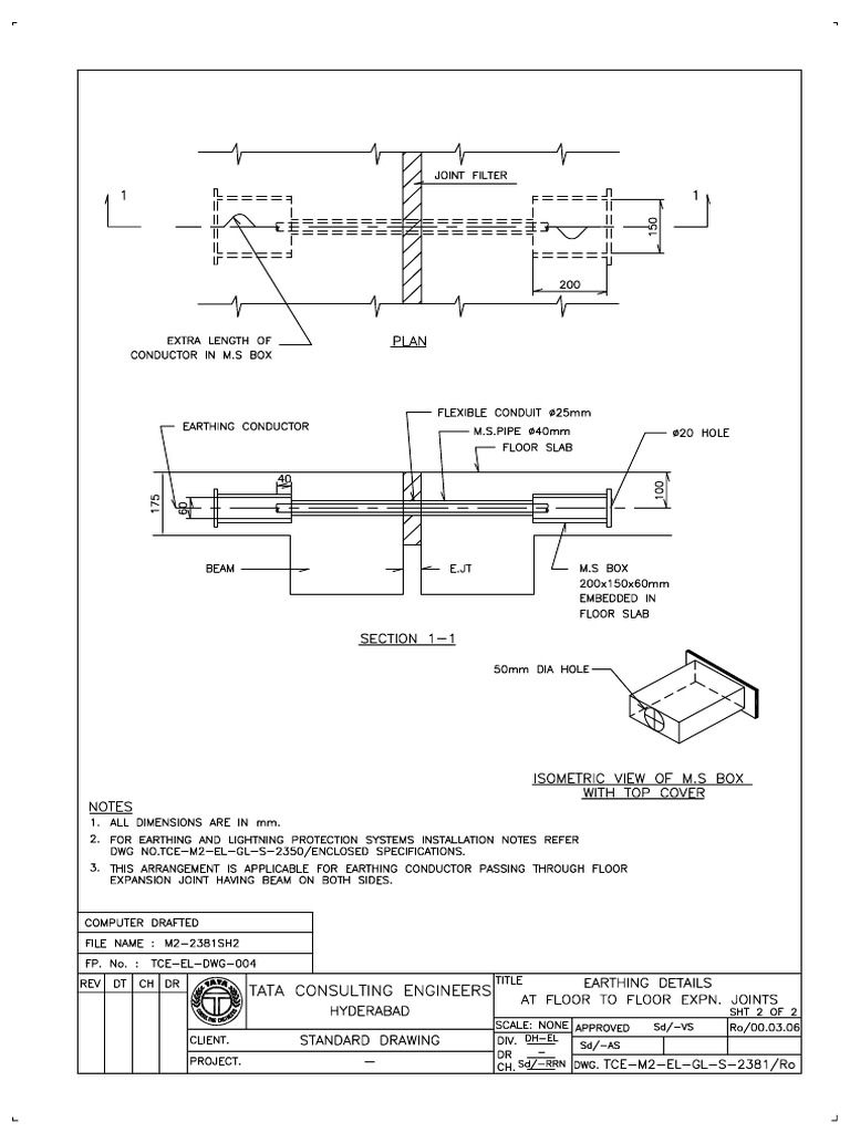 M2-2381SH2-Earthing Details at Floor To Floor Expn. Joints | PDF