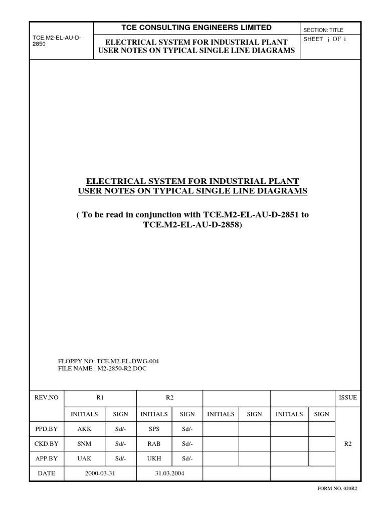 M2-2850-R2-Electrical System For Industrial Plant-User Notes On Typical ...