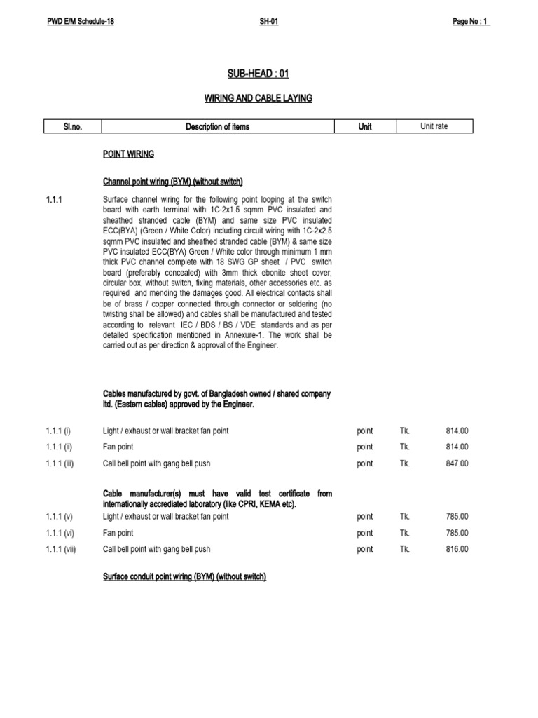 SH-01-2018 Wiring & Cable Laying | PDF | Electrical Wiring | Electrical Connector
